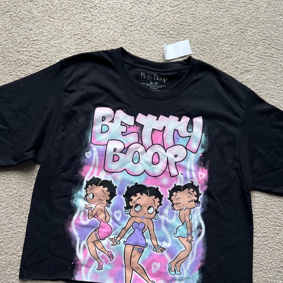 Betty Boop | Tops | Betty Boop Shirt Black Short Sleeve Graphic Tee T ...